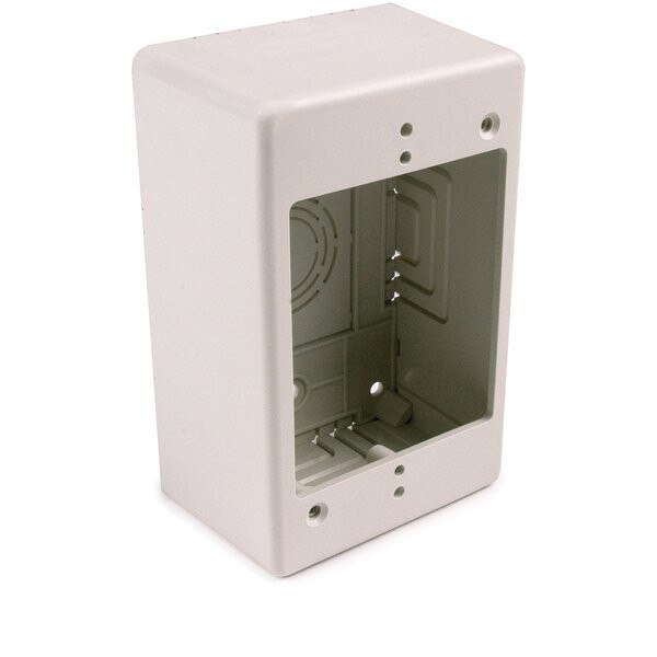 Single Gang Junction Box, 2" Deep, PVC, Office White, 1/bg