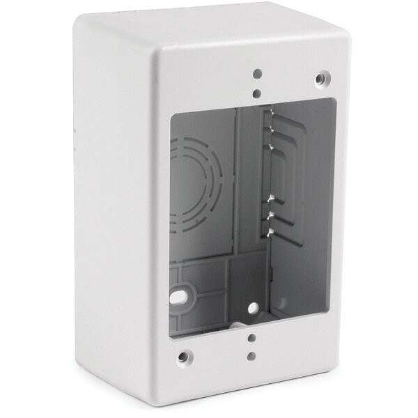 Single Gang Junction Box, 2" Deep, PVC, White, 1/bg