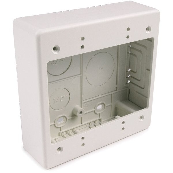 Dual Gang Junction Box, 2.77" Deep, 2-Piece, PVC, Office White, 1/bg