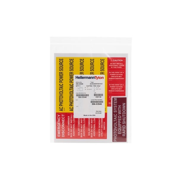 AC Micro-Inverter Solar Label Kit, Red/Orange, 36 Per Kit, 1/Pkg