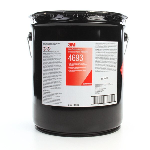 3M High Performance Industrial Plastic Adhesive 4693, Light Amber, 5 ...