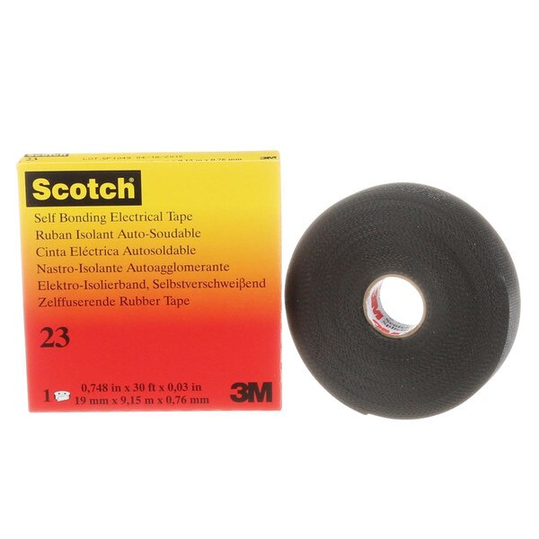 Scotch® Rubber Splicing Tape 23, 3/4 in x 30 ft, Black, 1 roll/carton ...