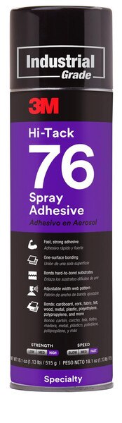3M Hi-Tack Spray Adhesive 76, Clear, 24 fl oz Can (Net Wt 18.1 oz), 12/Case