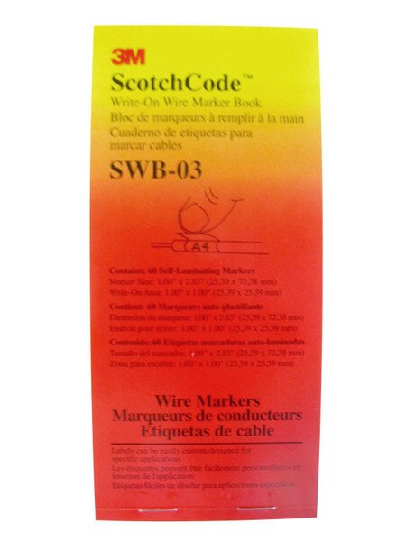 3M ScotchCode Write-On Wire Marker Book SWB-03, 1 in x 2.85 in, 5/Case