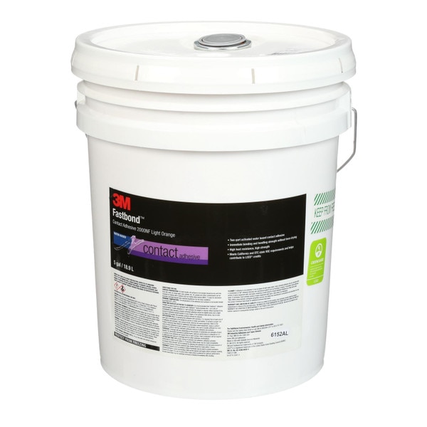 "3M Fastbond Contact Adhesive 2000NF, Light Orange, 5 Gallon Poly Pour ...