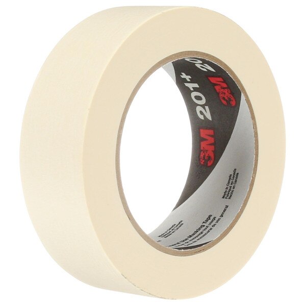 3M General Use Masking Tape 201+, Tan, 36 mm x 55 m, 4.4 mil, 24 Roll/Case