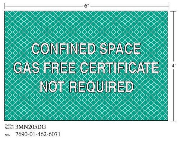 3M Diamond Grade Safety Sign 3MN205DG, "GAS FREE…SPACE", 6 in x 4 in ...