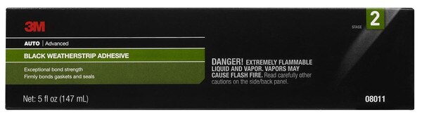 3M Black Weatherstrip Adhesive, 08011, 5 fl oz, 6 per case