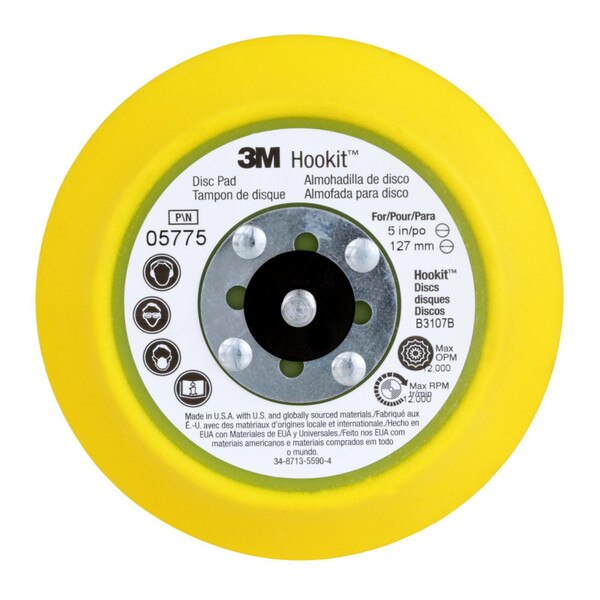 3M Hookit Disc Pad 05775, 5 in x 3/4 in 5/16-24 External, 10 ea/Case