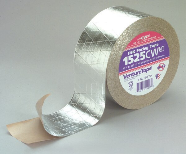 3M Venture Tape FSK Facing Tape 1525CW, Silver, 123.75 mm x 45.7 m, 8 ...