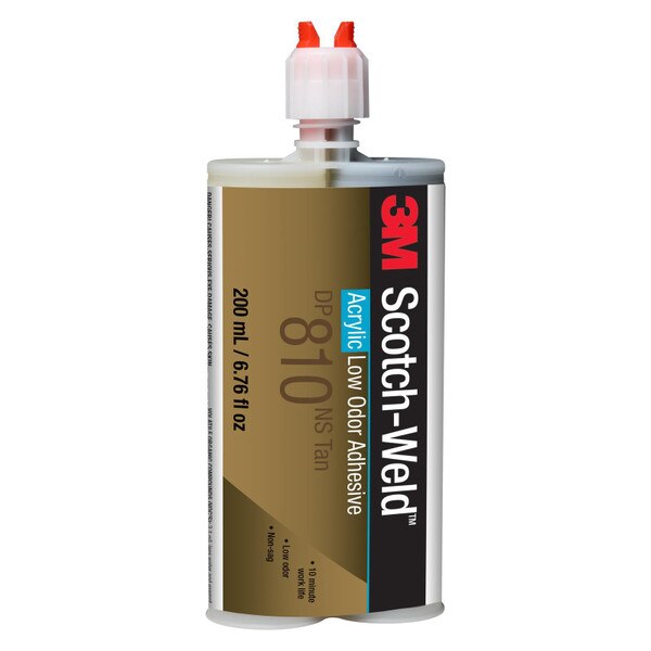 3M Scotch-Weld Low Odor Acrylic Adhesive DP810NS, Tan, 200 mL Duo-Pak ...