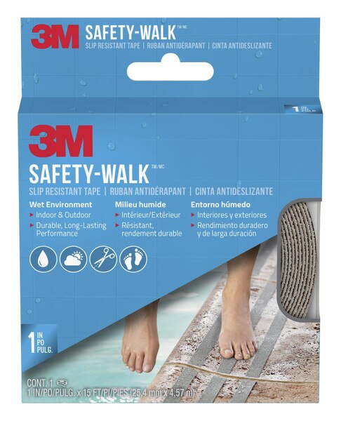 3M Safety-Walk Slip Resistant Tape, 370G-R1X180, 1 in X 15 ft, Grey