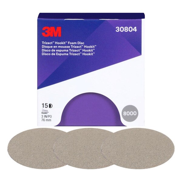 3M Trizact Hookit Foam Disc 30804, 8000, 3 in (76 mm), 15 Discs/Carton ...