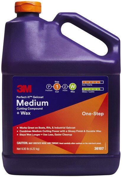 3M Perfect-It Gelcoat Medium Cutting Compound + Wax, 36107, 1 gallon (9 ...