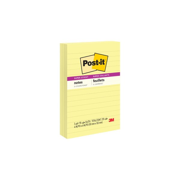 Post-it® Super Sticky Notes 660-3SSCY, 4 in x 6 in (101 mm x 152 mm ...