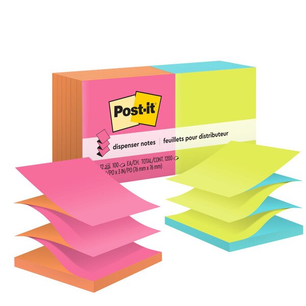 Post-it® Pop-up Notes R330-N-ALT, 3 in x 3 in (76 mm x 76 mm) Neon ...